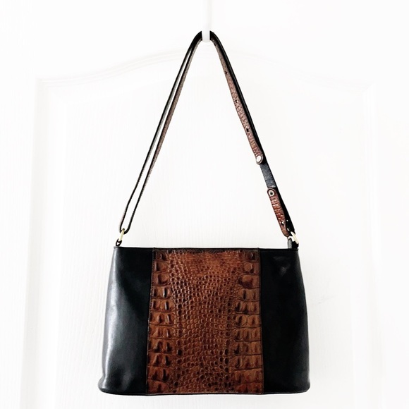 Brahmin | Bags | Brahmin Vintage Leather Croc Shoulder Bag | Poshmark